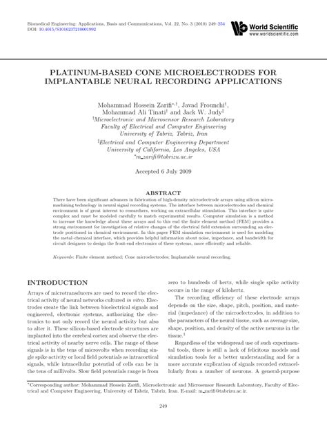 Pdf Platinum Based Cone Microelectrodes For Implantable Neural