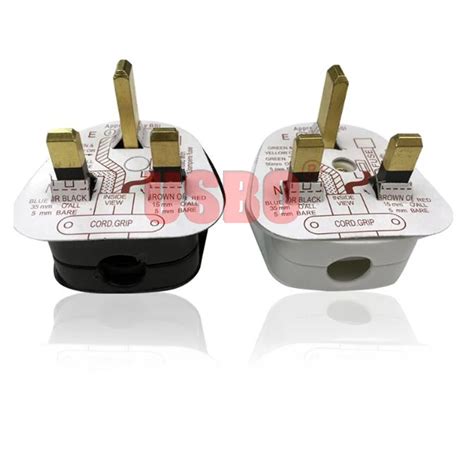 퓨즈가 있는 산업용 조립 플러그 블랙 화이트 구리 융합 영국 홍콩 싱가포르 Bs1363 분리형 배선 전원 플러그 13a 250v