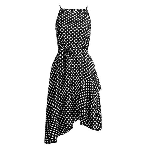 Jaycosin 1pc Women Summer Dress Plus Size Polka Dot Dress Backless Boho