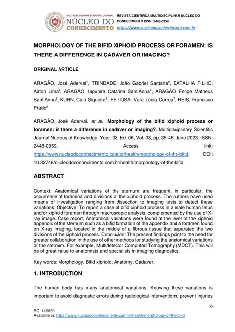Pdf Morphology Of The Bifid Xiphoid Process Or Foramen Is There A