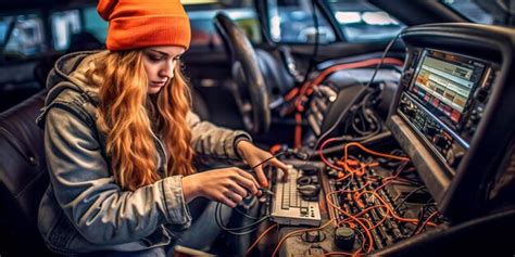 Premium Ai Image Woman Using A Diagnostic Tool To Identify And Fix A Problem With The Cars