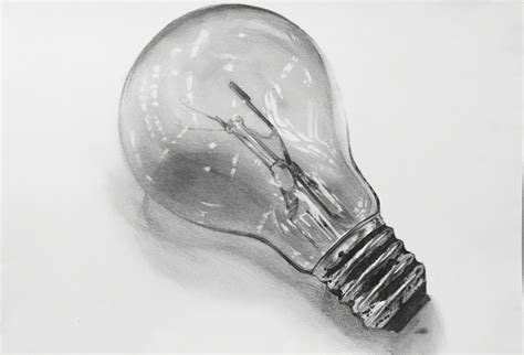 소묘 전구유리•투명체•스틸 전구 꽃병 정물 정물화 그리기