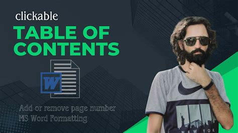 create clickable table of contents page numbering and document