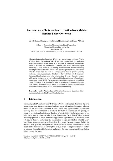An Overview Of Information Extraction From Mobile Wireless Sensor