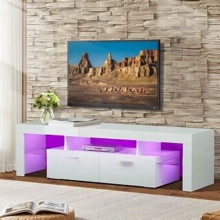 White Morden Tv Stand With Led Lightshigh Glossy Front Tv Cabinet Can