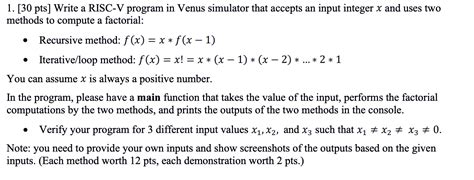 Solved 1 30 Pts Write A Risc V Program In Venus
