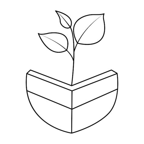 비 나무 터 일러스트레이션에서 가정 식물의 연속적인 한 줄 그림 프리미엄 벡터
