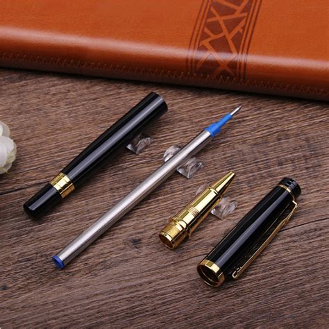 中性笔金属笔杆重手感签字笔男女士商务宝珠笔高档通用笔芯水性笔 虎窝淘