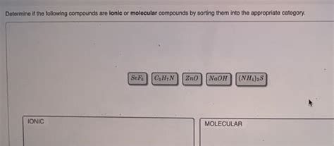 Solved Determine If The Following Compounds Are Ionic Or Chegg Com