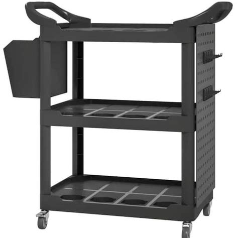 Seafuloy 38 In H Black A Decorative Stand Cart Valet With Hooks And