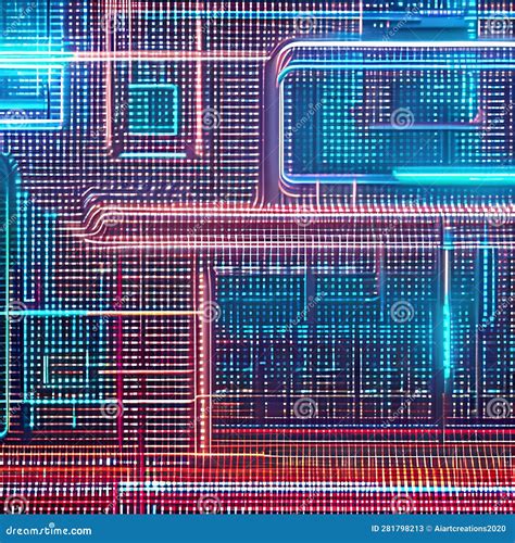 A Futuristic Digital Texture With Neon Grids And Glowing Lines