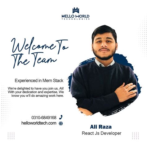 Hello World Technologies On Linkedin Teamhwt Helloworldtechnologies Reactjs Ali Newhire