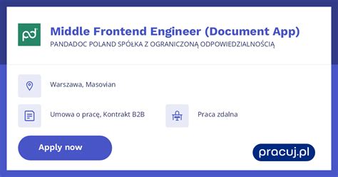 Oferta Pracy Middle Frontend Engineer Document App Pandadoc Poland