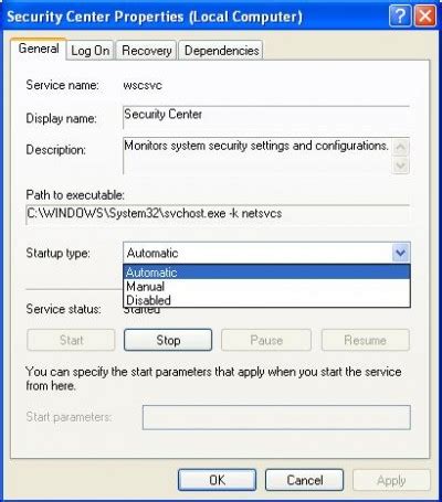 Disable Or Turn Off Windows XP Security Center Permanently Tech Journey