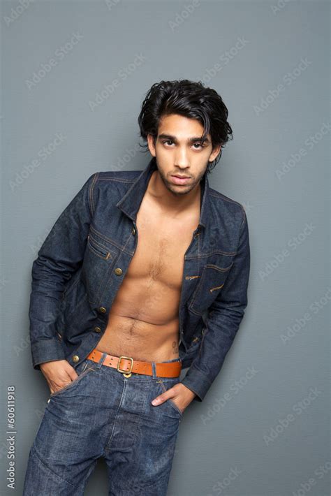 Sexy Man Posing With Open Shirt Stock Photo Adobe Stock
