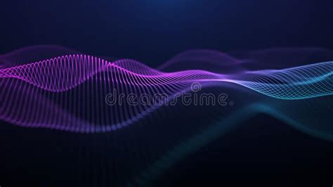 A Musical Wave Of Digital Particles Visualization Of Big Data Abstract Blue Cyberspace