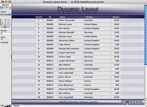 Nightwing Enterprises Dynamic Layout Technique For Filemaker Pro