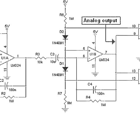 The Circuit Diagram For Capturing An Analog Output Signal From A Pir Download Scientific
