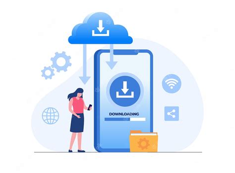 Premium Vector Cloud System File Download Database Protection Concept Data Center File