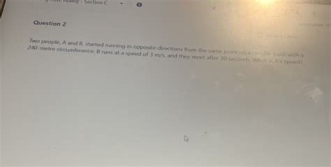 Question 2 Two People A And B Started Running StudyX