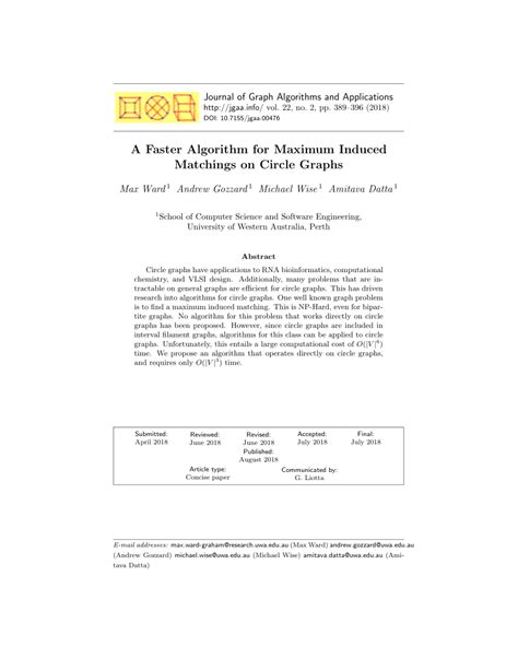 Pdf A Faster Algorithm For Maximum Induced Matchings On Circle Graphs