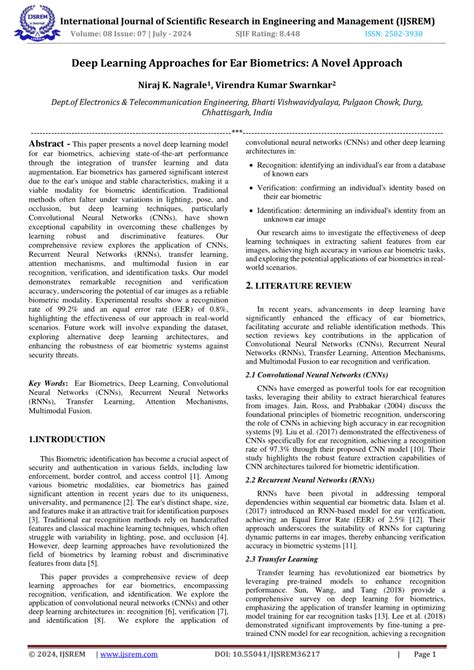 Pdf Deep Learning Approaches For Ear Biometrics A Novel Approach