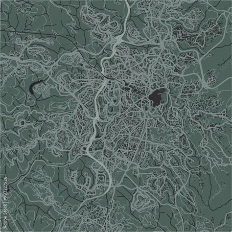 Map Of Jerusalem In Israel In A Smooth Dark Style Contains Layered Vector With Roads Water