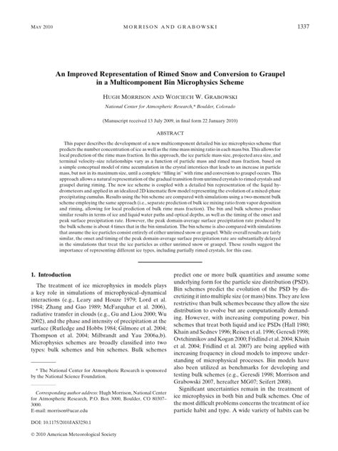 Pdf An Improved Representation Of Rimed Snow And Conversion To Graupel In A Multicomponent Bin