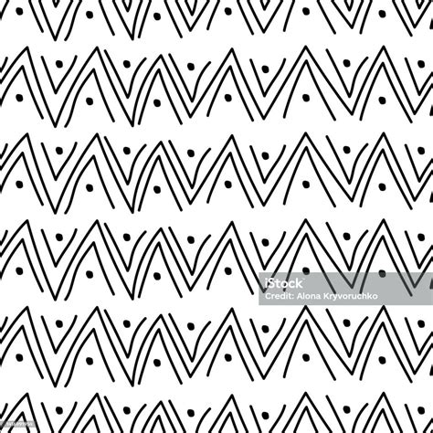 벡터 손으로 그린 회색 흑백 기하학적 패턴 흑백 추상 윤곽선 쉐브론 체크 마크 지그재그 반복되는 기하학적 질감 기하학적 모양 모자이크 추상적 배경 분배자 0명에 대한 스톡