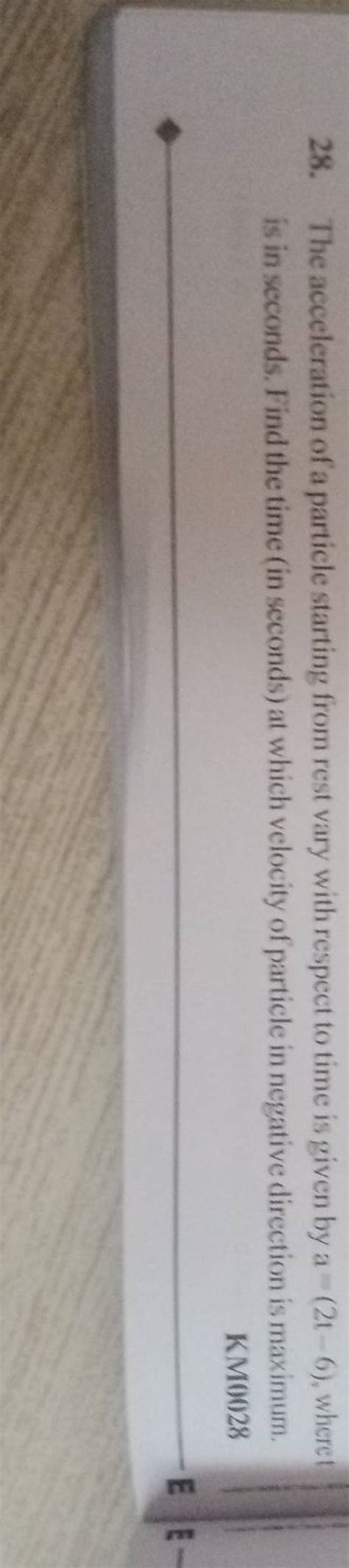 28 The Acceleration Of A Particle Starting From Rest Vary With Respect T