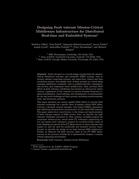 Pdf Designing Fault Tolerant Mission Critical Middleware Gokhale