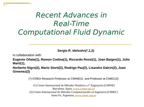 Pdf Recent Advances In Real Time Computational Fluid Dynamics