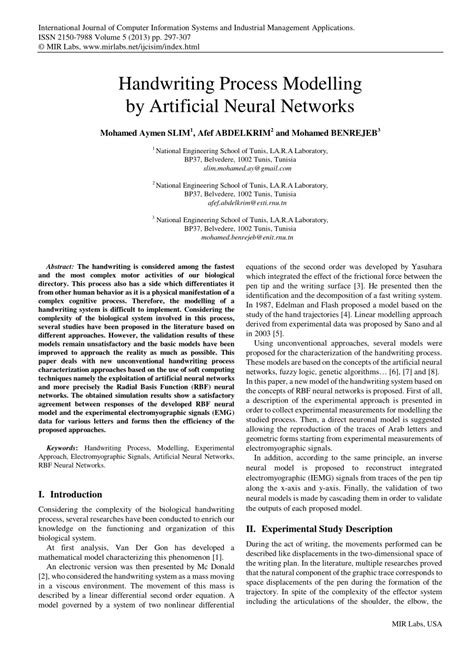Pdf Handwriting Process Modelling By Artificial Neural Networks