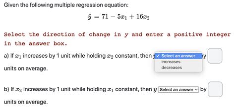 solved given the following multiple regression equation ŷ