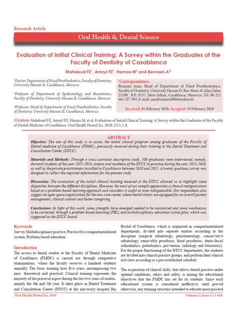 Evaluation Of Initial Clinical Training A Survey Within The Graduates Of The Faculty Of