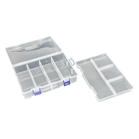 8 Grid Two Tier Clear Plastic Compartment Organizer Storage Case Jpi