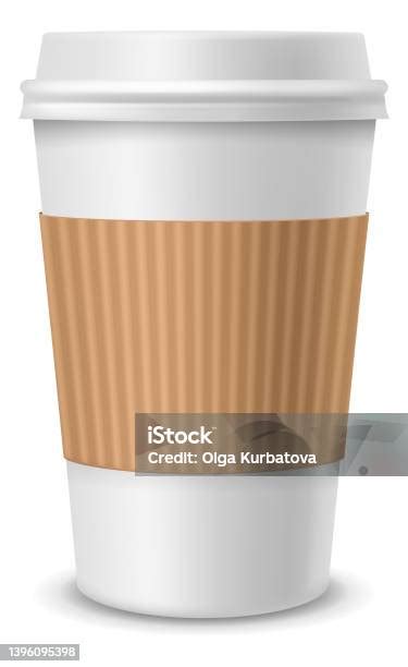 종이 커피 현실적인 컵 뚜껑과 판지 빈 라벨이있는 흰색 플라스틱 용기 테이크 아웃 라떼 에스프레소 또는 카푸치노 음료 브랜딩 벡터 분리 된 3d 요소를위한 빈 패키지 라떼에