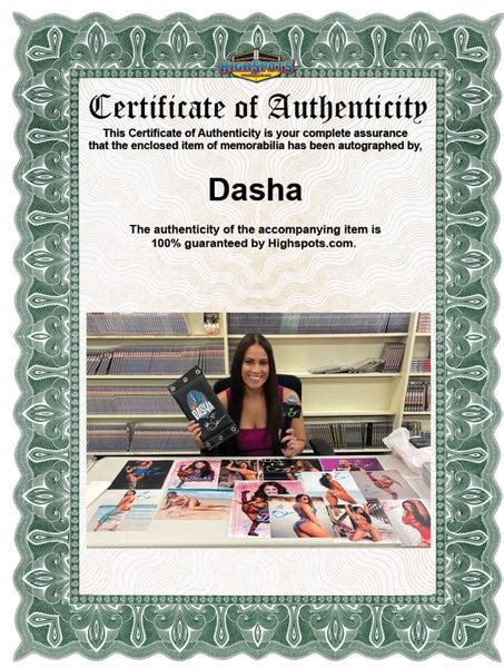 Highspots Dasha Blue Bikini Hand Signed 8x10 Inc Coa Uk