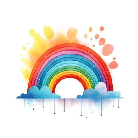 Premium Ai Image Illustration Of Rainbow With Clouds On White Background Generative Ai