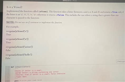 solved is it a vowelimplemented the function called