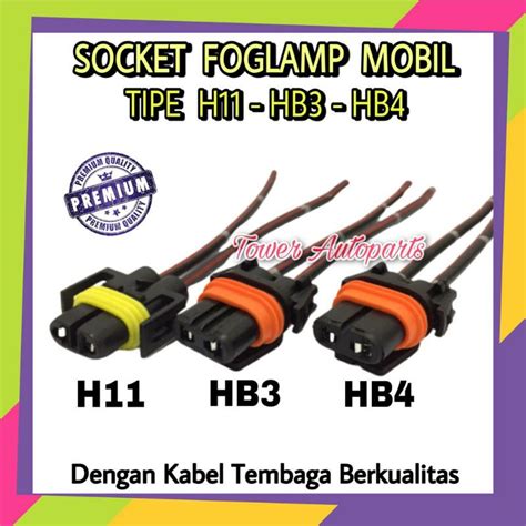 Jual Socket Soket Bohlam Lampu Kabut Foglamp Mobil Tipe H11 H16 Hb3 Hb4 Dengan Kabel