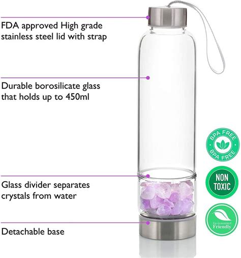 Crystal Elixir Infused Clear Motivational Water Bottle Protective
