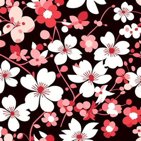 Premium Vector Cherry Sakura Blossoms Spring Pattern Background