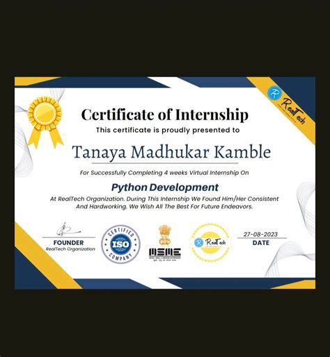 Pythondevelopment Internshipexperience Realtecheducation Tanaya Kamble