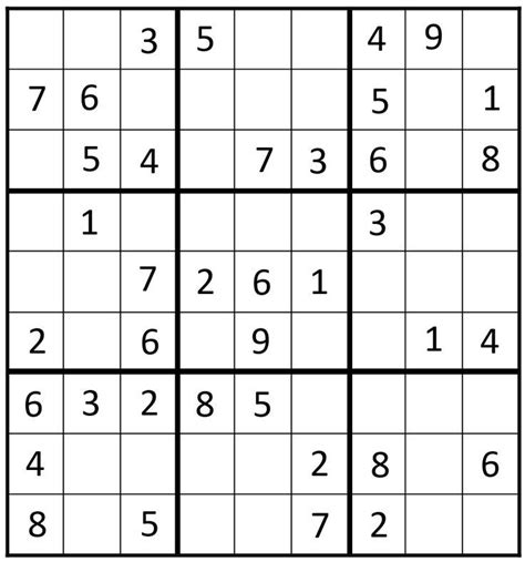 Printable Sudoku Puzzles Challenge Your Mind