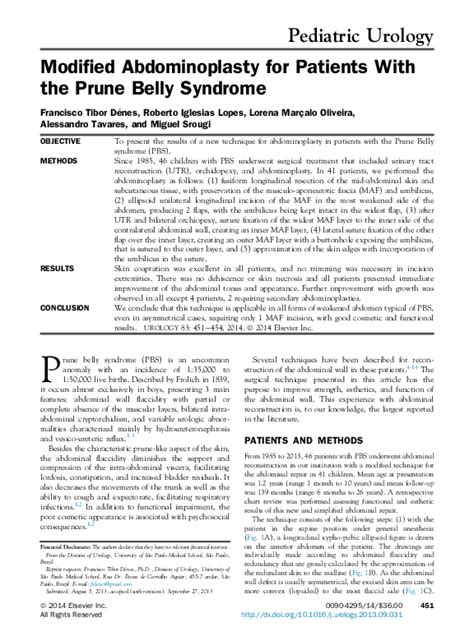 Pdf Modified Abdominoplasty For Patients With The Prune Belly Syndrome
