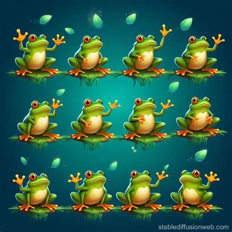 Game Asset Of A Frog Jumping Animation Sequence Sprite Sheet Game Asset Side View Vector Design