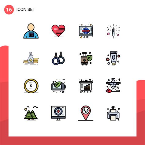 16 Flat Color Filled Line Concept For Websites Mobile And Apps Bag