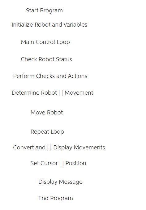 Solved Start Program Initialize Robot And Variables Main