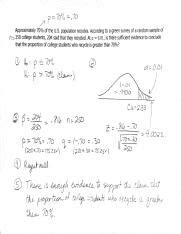 Testing Proportions Using The Z Test Practice Problem Solution Pdf P W Approximately